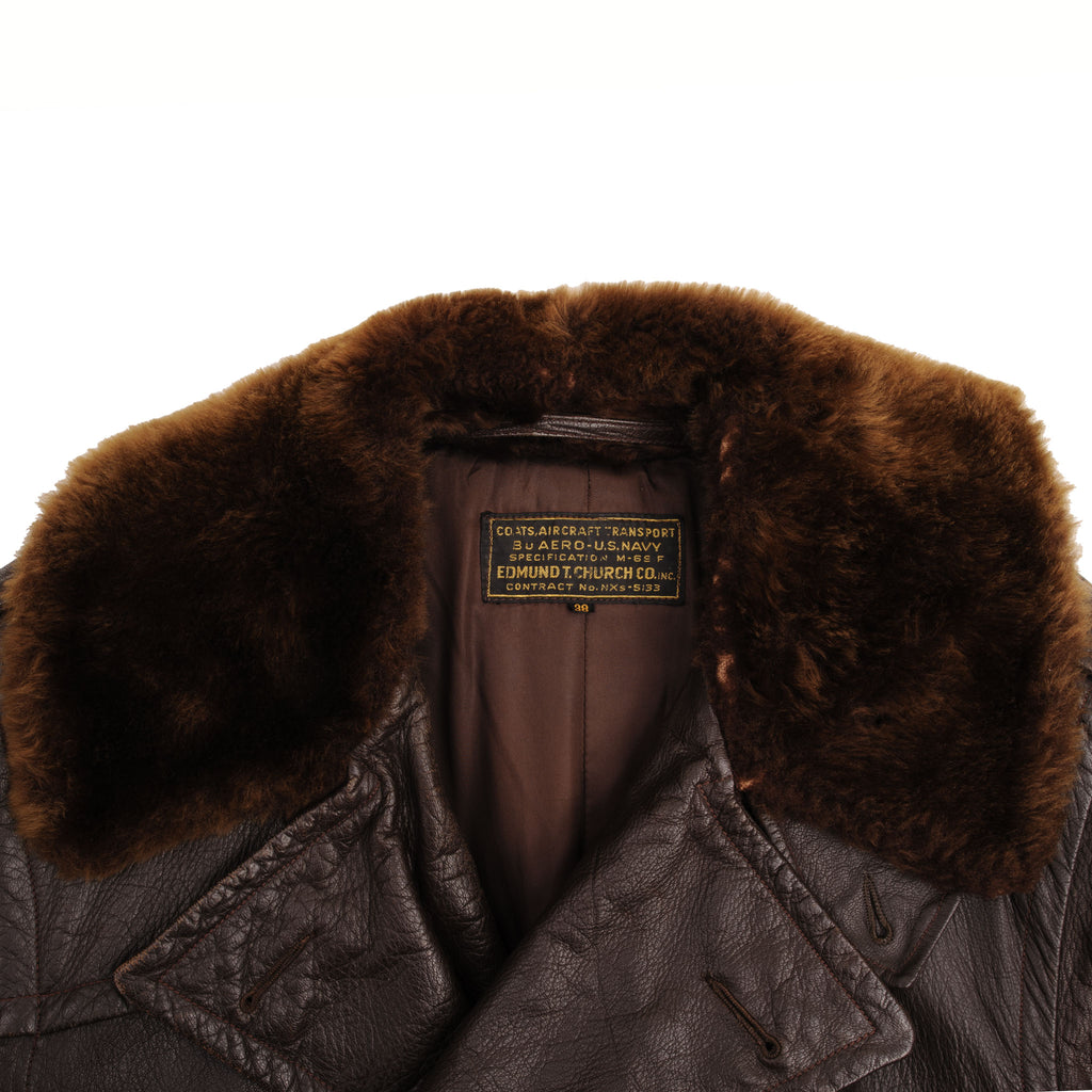 VINTAGE US NAVY M69F LEATHER TRANSPORT AIRCRAFT COAT 1940S WW2 SIZE 38 ...