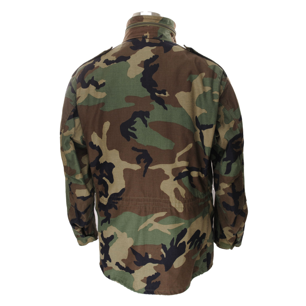 VINTAGE US ARMY M-1965 M65 WOODLAND CAMO FIELD JACKET 1984 LARGE REGUL ...