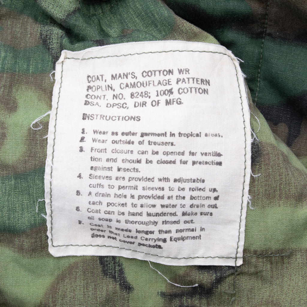 VINTAGE US ARMY TROPICAL COMBAT JACKET 3 PAT ERDL CAMO 1966 VIETNAM ME ...