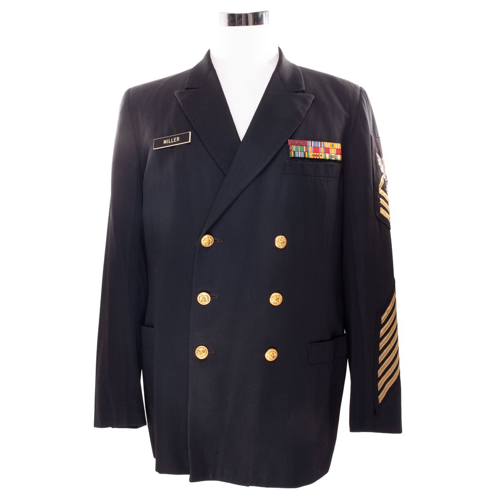 VINTAGE USN NAVY UNIFORM DRESS JACKET POST VIETNAM WAR BUILLON PATCH S ...