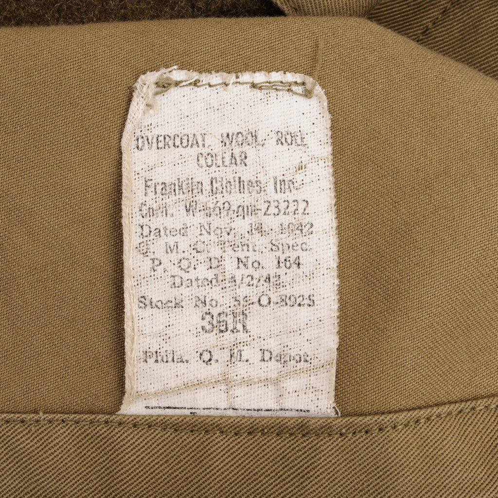 VINTAGE US ARMY M-1939 OVERCOAT WOOL COAT 2ND DIVISION PATCH 1942 WW2 ...