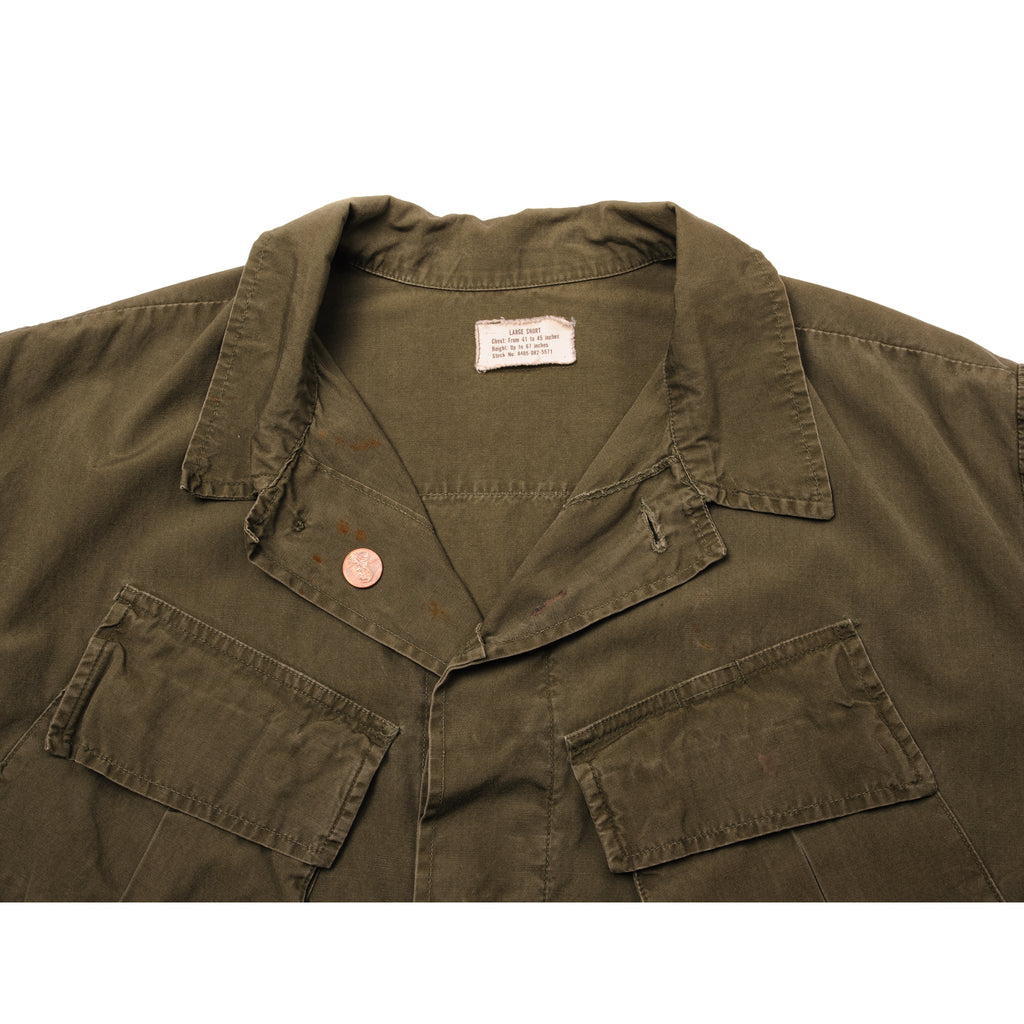 VINTAGE US ARMY POPLIN TROPICAL COMBAT JACKET 3RD PATTERN 1969 SIZE LA ...