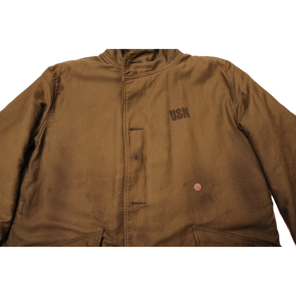 VINTAGE USN US NAVY N-1 N1 DECK JACKET PARKA WW2 ERA SIZE 40 STENCIL ...