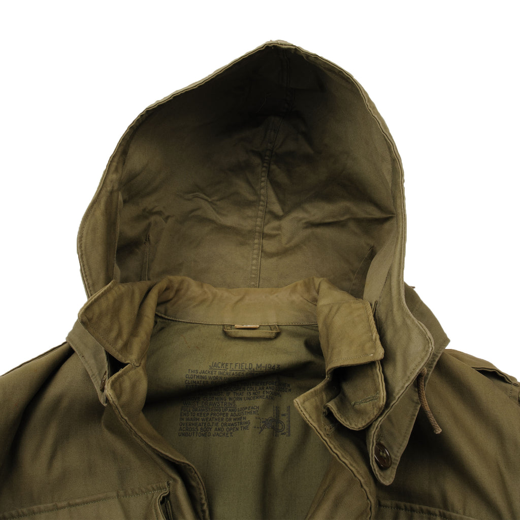 VINTAGE US ARMY M-1943 M43 FIELD JACKET 1945 WW2 SIZE 38R WITH HOOD ...