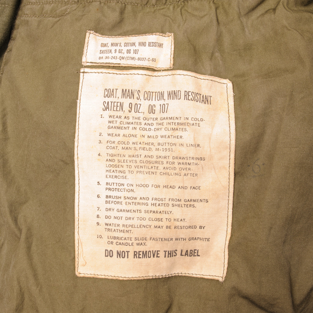 VINTAGE US ARMY M-1951 M51 FIELD JACKET 1960 VIETNAM WAR SIZE SMALL SH ...
