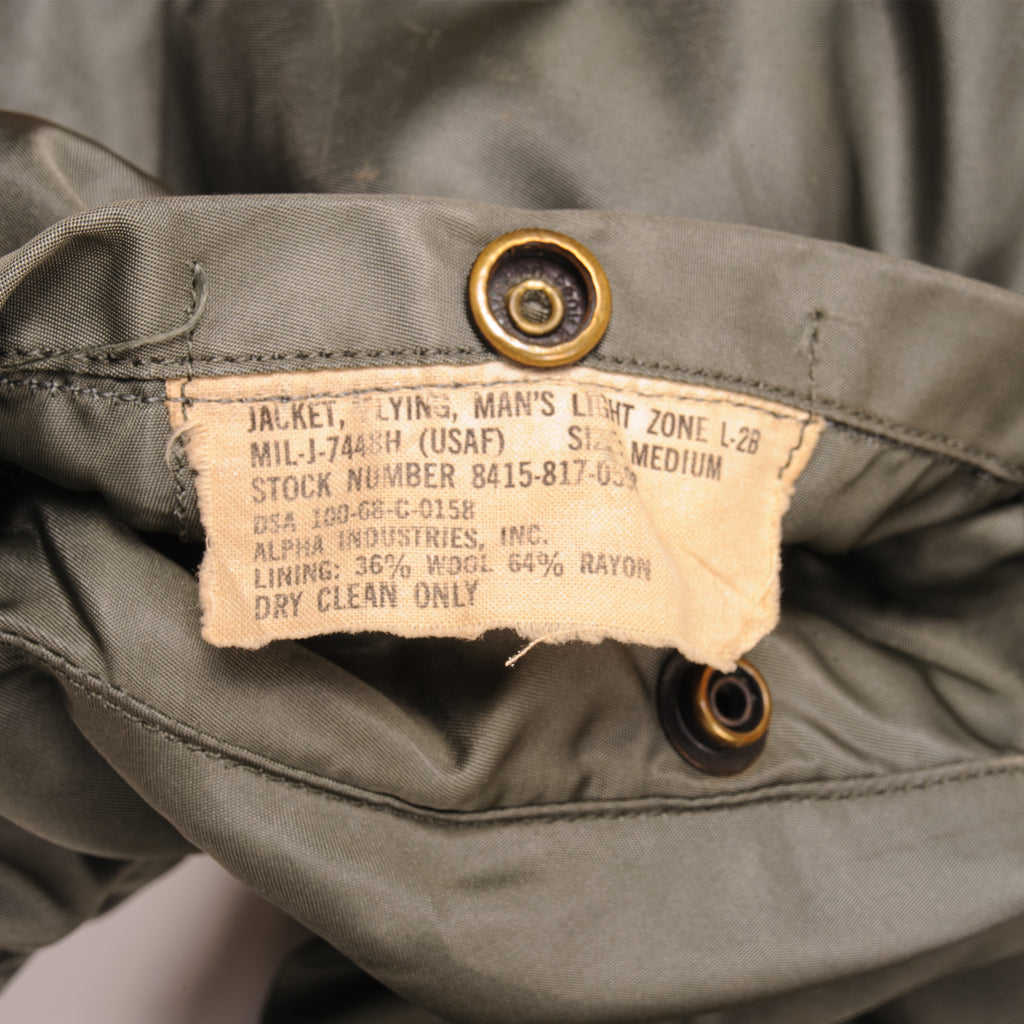 VINTAGE US AIR FORCE L-2B FLIGHT JACKET 1968 VIETNAM WAR SIZE MEDIUM P – Rare Gear USA